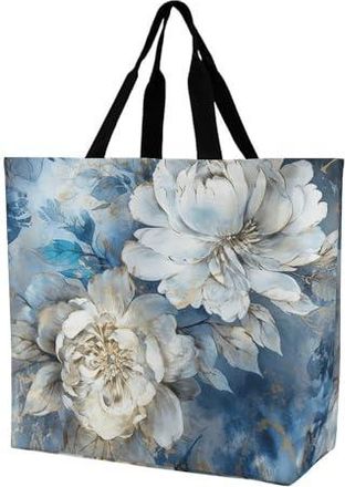Generic Bleu Et Fleurs Sac A Main Femmes Grand Sacs Pliable Sac Cabas Pour Gym Plage Universit&eacute;