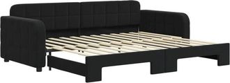 vidaXL Vidaxl - Lit gigogne noir 90x200 cm - Velours doux et robuste - Construction bois et m&eacute;tal - Pour salon ou chambre - Lit 2 en 1 canap&eacute;-lit