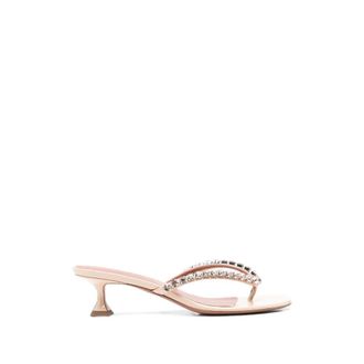 Amina Muaddi Kitten-Heel-Mules mit Kristallbesatz - - Shoes - Damen - Rosa - 37 EU