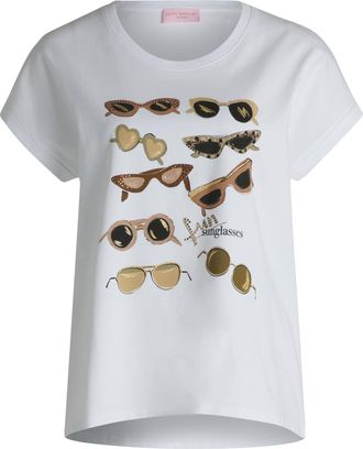 Betty Barclay Damen Casual-Shirt mit Aufdruck 46, Patch White/Beige