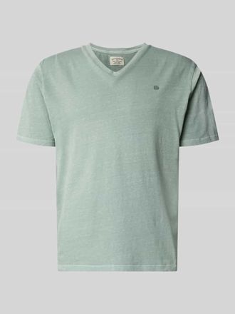 Superdry T-Shirt aus Baumwoll-Leinen-Mix mit V-Ausschnitt