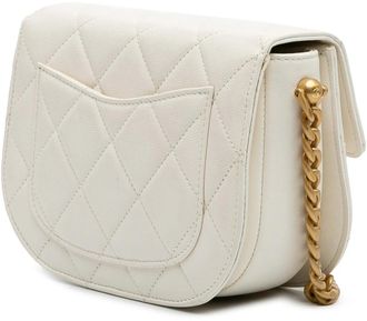 Chanel Hobo Bags - CC Quilted Lambskin Round Moon Messenger Flap - Gr. unisize - in Wei&szlig; - f&uuml;r Damen