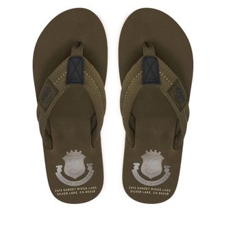 Tommy Hilfiger Zehentrenner Tommy Hilfiger Patch Hilfiger Beach Sandal FM0FM05804 Gr&uuml;n