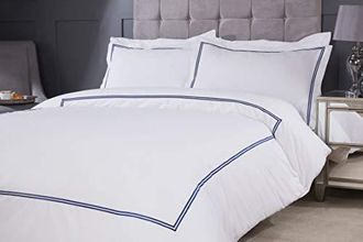 Emma Barclay Mayfair - Besticktes Bettwäsche-Set mit Oxford-Kissenbezug in Marineblau - Kingsize-Bett