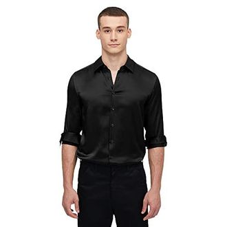 LilySilk Chemise Basique en Soie de m&ucirc;rier, pour Homme, Formel, Business, Bureau, boutonni&egrave;re, Haut Chemisiers, Manches Longues, Luxueux, Respirant, v&ecirc;tements 