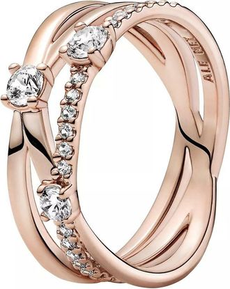Pandora Ring Timeless funkelnder Dreifachring Zirkonia ros&eacute;vergoldet 189400C01 54