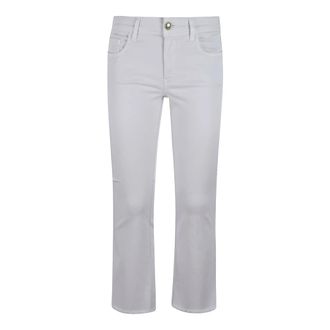 Fay Beige Stretch Baumwollhose mit ausgefranstem Saum - - Trousers - Damen - Wei&szlig; - W25