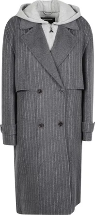 Patrizia Pepe Femme, Manteaux, Gris, Taille: 40 FR Double-Breasted Manteaux