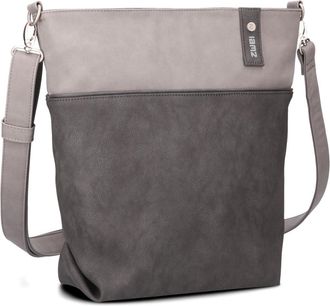 zwei Damen Umhängetasche Jana J12 Crossbody Bag 9 L Handtasche Bicolor Canvas-Stil passender Kosmetikbeutel extra Schultergurt & Schlüsselband, Schultertas