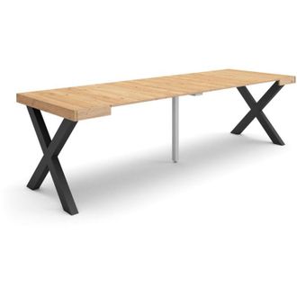 Skraut Home Skraut Home - Ausziehbarertisch, Multifunktionaler ausziehbarer, 260, F&uuml;r 12 G&auml;ste, Massivholz Beine, Moderner Stil, Eiche