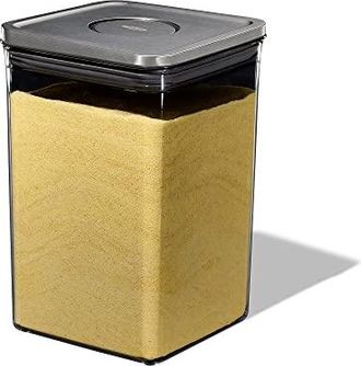 Oxo Steel Bo&icirc;te de conservation POP - Bo&icirc;te de rangement alimentaire herm&eacute;tique et empilable pour la cuisine - Finition in - Carr&eacute;, grand format, hauteur 