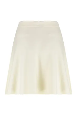 Max Mara Womens Miniskirt Cr&ecirc;pe Cotton White Virgin Wool Skirt