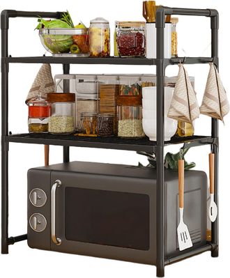 Generico Mikrowellengitter - Regal-Organizer aus doppellagigem Stahl mit S-Haken, erweiterte Aufbewahrung auf der Arbeitsplatte f&uuml;r Entsafter und Toaster | Kom