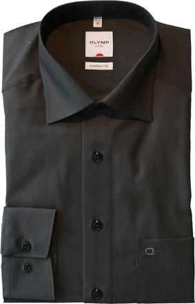 Olymp Herren Oberhemd Langarm Luxor,Uni,Comfort fit,New Kent,Anthrazit 67,45