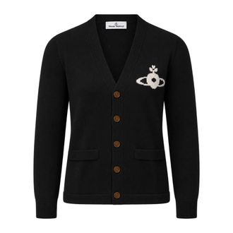 Vivienne Westwood Alex Woll-Cardigan mit V-Ausschnitt - - Knitwear - Damen - Schwarzk - XL