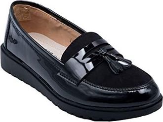 Primtex Mocassins vernis femme semelle compensée confort intérieur cuir & pampille