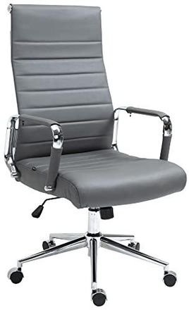 Clp Chaise de Bureau Ergonomique Kolumbus en Cuir véritable, réglable en Hauteur en continu, Charge maximale 150 kg, Couleur:Gris
