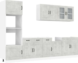 vidaXL Vidaxl - 7-tlg. K&uuml;chenschrank-Set Kalmar Betongrau Holzwerkstoff