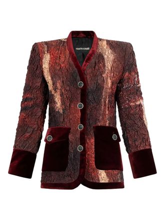 Roberto Cavalli veste cintr&eacute;e en soie - Rouge