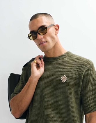 B&eacute;lier T-shirt densemble en maille au crochet - Olive-Vert