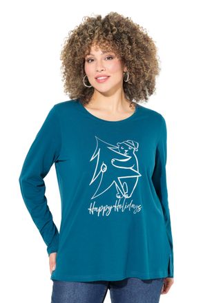 Ulla Popken Damen große Größen Übergrößen Plus Size Weihnachtsshirt, Classic, Rundhals, Langarm