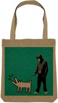 Fabulous Sac Shopping Tote Bag Aspect Lin - Banksy Choose Your Weapon Chien Bleu Graffiti Street Art - Sac de Courses Toile Epaisse 360g Beige Naturel Cabas Po