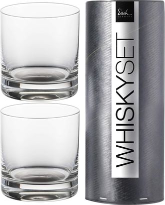 Eisch Set 2 Whisky Tumbler 400ml/H.95mm -in Geschenkröhre- 500/14 platin GENTLEMAN Eisch Glas