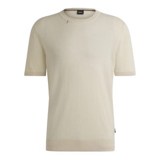HUGO BOSS Wei&szlig;e Leinen Sommerpullover - - Knitwear - Herren - Wei&szlig; - S