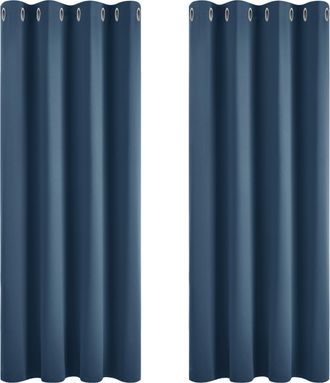 Deconovo Vorhang Wohnzimmer Gardinen mit Ösen Blickdichte Vorhänge Thermo Vorhang Kälteschutz, 138x168 cm(HöhexBreite), Dunstblau, 2er Set