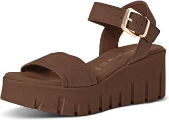 Tamaris Damen Sandale mit Keilabsatz braun (MOCCA NUBUC), 42