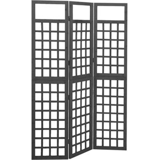 vidaXL Cloison de s&eacute;paration &agrave; 3 panneaux Bois de pin Noir 121x180 cm