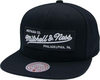 Mitchell & Ness 2 Tone Box Logo - Flat Visor Snapback Basecap, Black-White