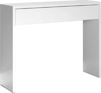 PEGANE Table console, meuble console avec 1 tiroir coloris blanc - longueur 100 x profondeur 30 x hauteur 76 cm