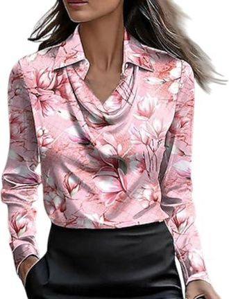 Generic Chemisier Femme Chic et &Eacute;l&eacute;gant Chemisier Satin Chemises et Blouses Mode Tunique Blouse Imprim&eacute;/Uni Vetement Funky Haut D&eacute;contract&eacute; Tshirt Manches Lon