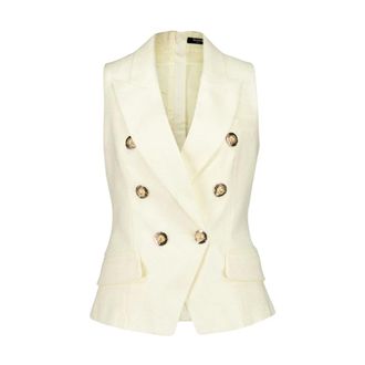 Balmain Femme, Vestes, Beige, Taille: 38 FR Gilet Tailleur Sans Manches