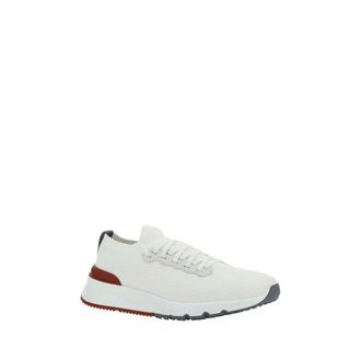 Brunello Cucinelli Mens White Cotton Low Top Sneakers