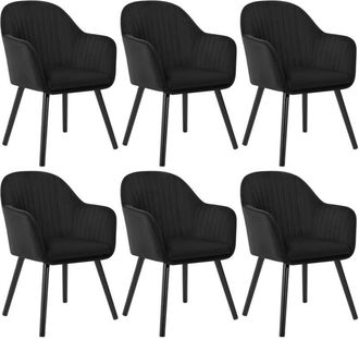 Woltu Woltu - Lot de 6 Chaises de Salle à Manger Assise en Velours, Chaise pour Cuisine-Salon-Café, Noir