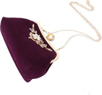SOLUSTRE Paquet De Soir&eacute;e Femme Pochette Cha&icirc;ne D&eacute;cor&eacute;e Tissu Peluche Violet &Eacute;l&eacute;gante Mariage Banquet Soir&eacute;e Raffin&eacute;e Taille Moyenne