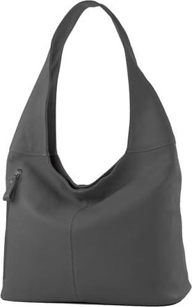 modamoda.de T155 - Sac à bandoulière en cuir italien, Anthracite, L