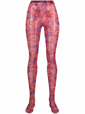 Dolce & Gabbana Blumige Leggings - Violett
