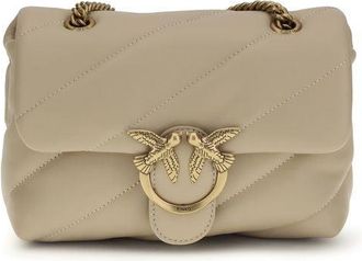 Pinko Beige Kalbleder Bos Taurus Schultertasche