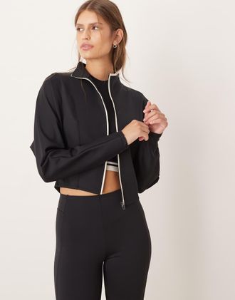 Oysho Veste style corset en tissu effet néoprène - Noir