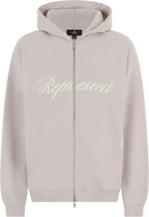 Represent Represent, Homme, Sweatshirts et sweats &agrave; capuche, Gris, Taille: M Hooded Script Logo Zip SweaT-shirt