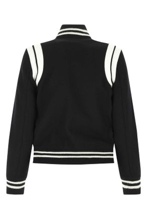 Saint Laurent Womens Black Wool Blend Bomber Jacket 1900 Mix Giubbini
