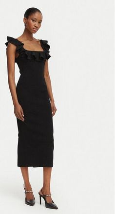 Michael Kors Kleid f&uuml;r den Alltag MS683CG33D Schwarz Slim Fit