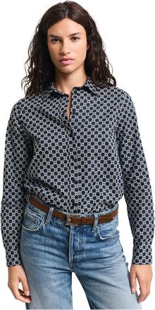 GANT Damen REG Geometric CTN Voile Shirt Bluse, Evening Blue, 36