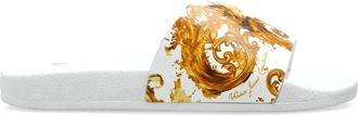 Versace Jeans Couture Femme, Chaussures, Blanc, Taille: 40 EU Slides &agrave; imprim&eacute; baroque