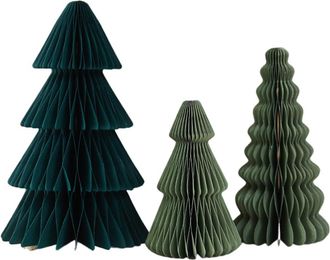 Generic Generisches 3pcs Wabe -Papier -Weihnachtsbaum f&uuml;r Neujahrspartydekor (gr&uuml;n)