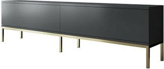 Dmora Fernsehschrank Regulus, St&auml;nder f&uuml;r Wohnzimmerfernseher, Niedriges Wohnzimmer-Sideboard, TV-St&auml;nderbasis, 180x30h47 cm, Anthrazit und Gold