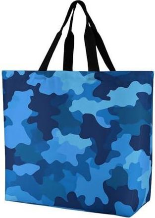 Generic Camouflage Bleu Sac &Agrave; Bandouli&egrave;re L&eacute;ger Sacs De Courses Pliable Sac Cabas Pour Plage Shopping Quotidienne